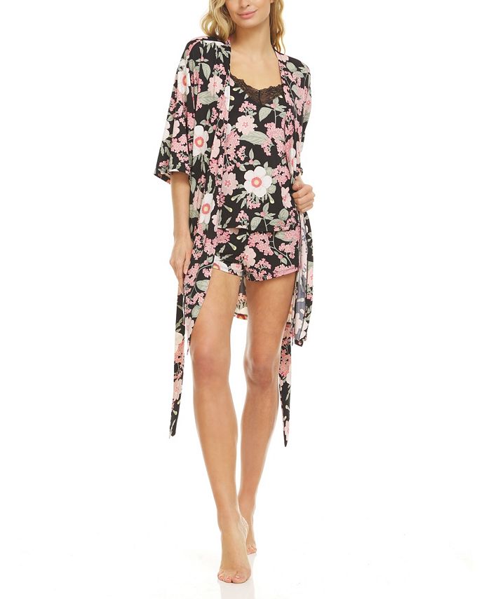 Flora by Flora Nikrooz Printed Knit 3 Piece Travel Set - Macy's