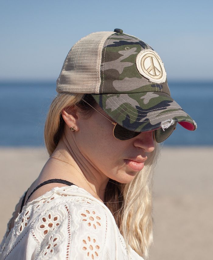 Shady Lady Peaceful Lady Women's Adjustable Snap Back Mesh Camo Peace ...