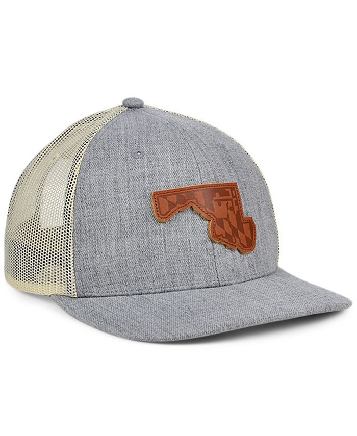 Lids Local Crowns Maryland Heather Leather State Patch Curved Trucker ...