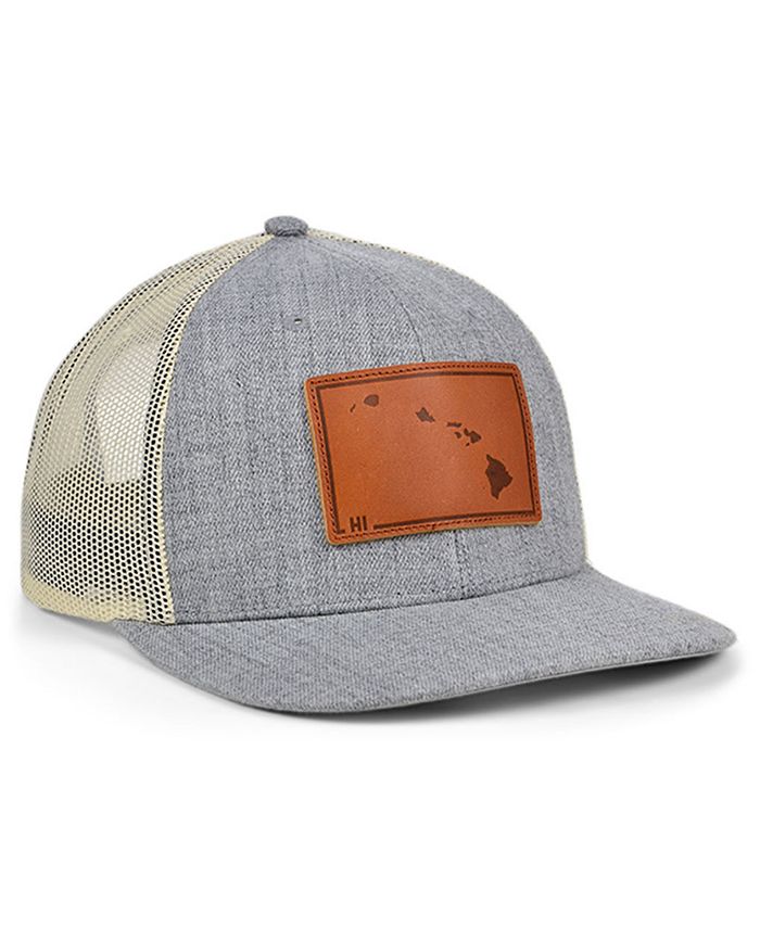 Lids Local Crowns Hawaii Heather Leather State Patch Curved Trucker Cap ...