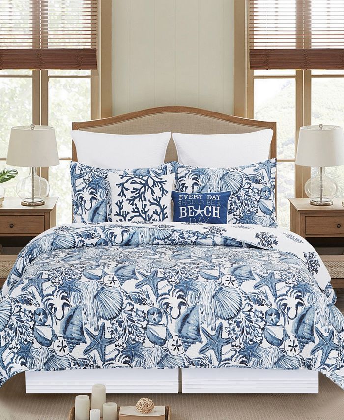 C&F Home Blue Coast Shells Full/Queen Quilt Set, 3 Pieces - Macy's