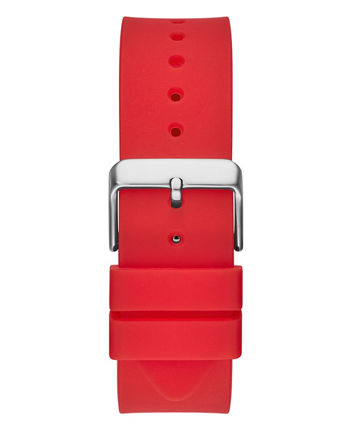 GUESS Mens Multi-Function Black and Red Silicone Watch 43mm - Macy's
