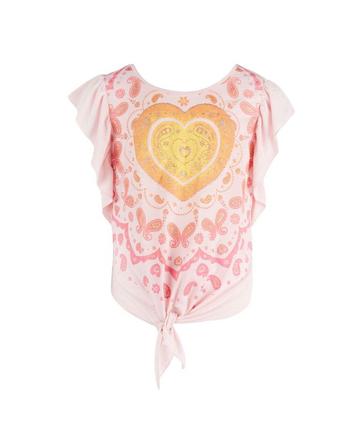 Beautees Big Girls Tie Front Back Straps Heart Top - Macy's