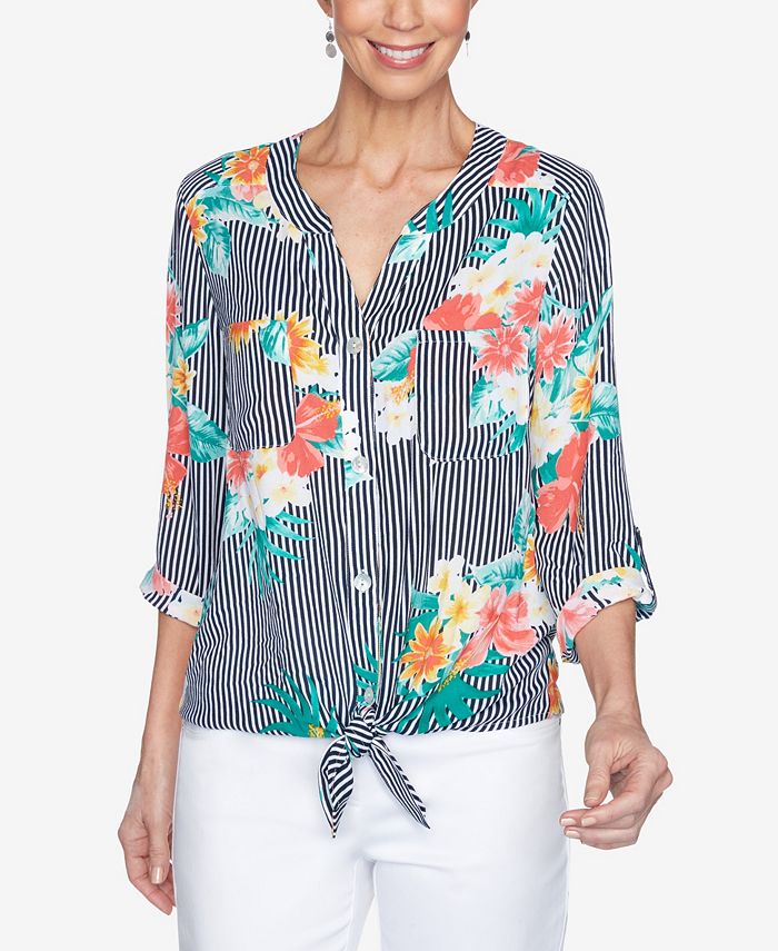 Ruby Rd. Misses Woven Floral Crepe Top - Macy's