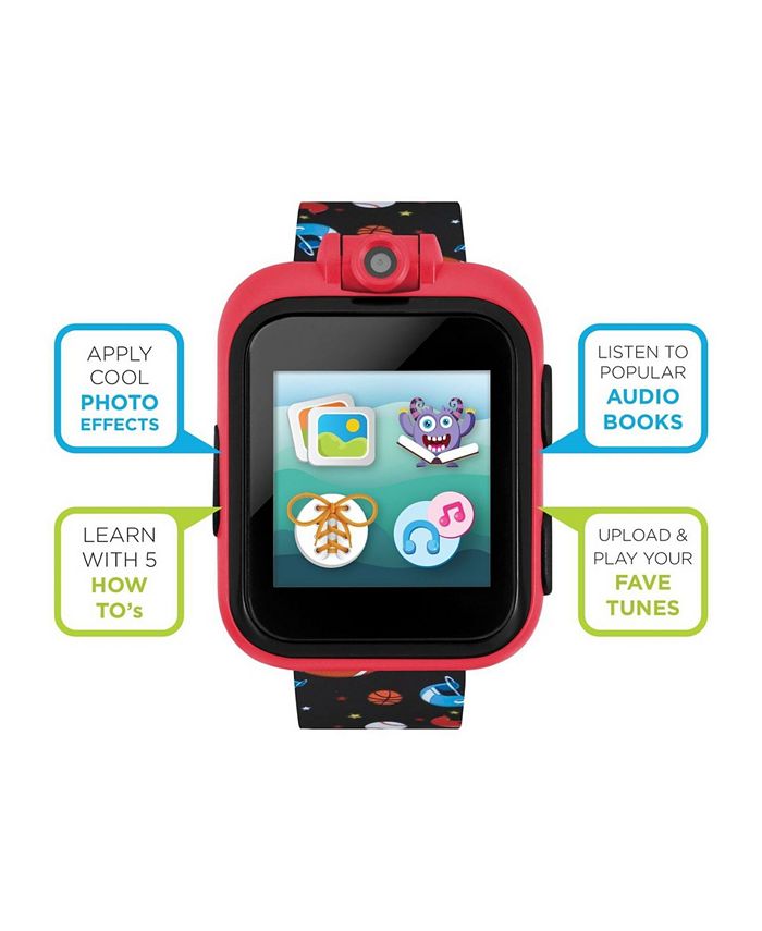 Playzoom Kid's 2 Black Sports Print Tpu Strap Smart Watch 41mm - Macy's