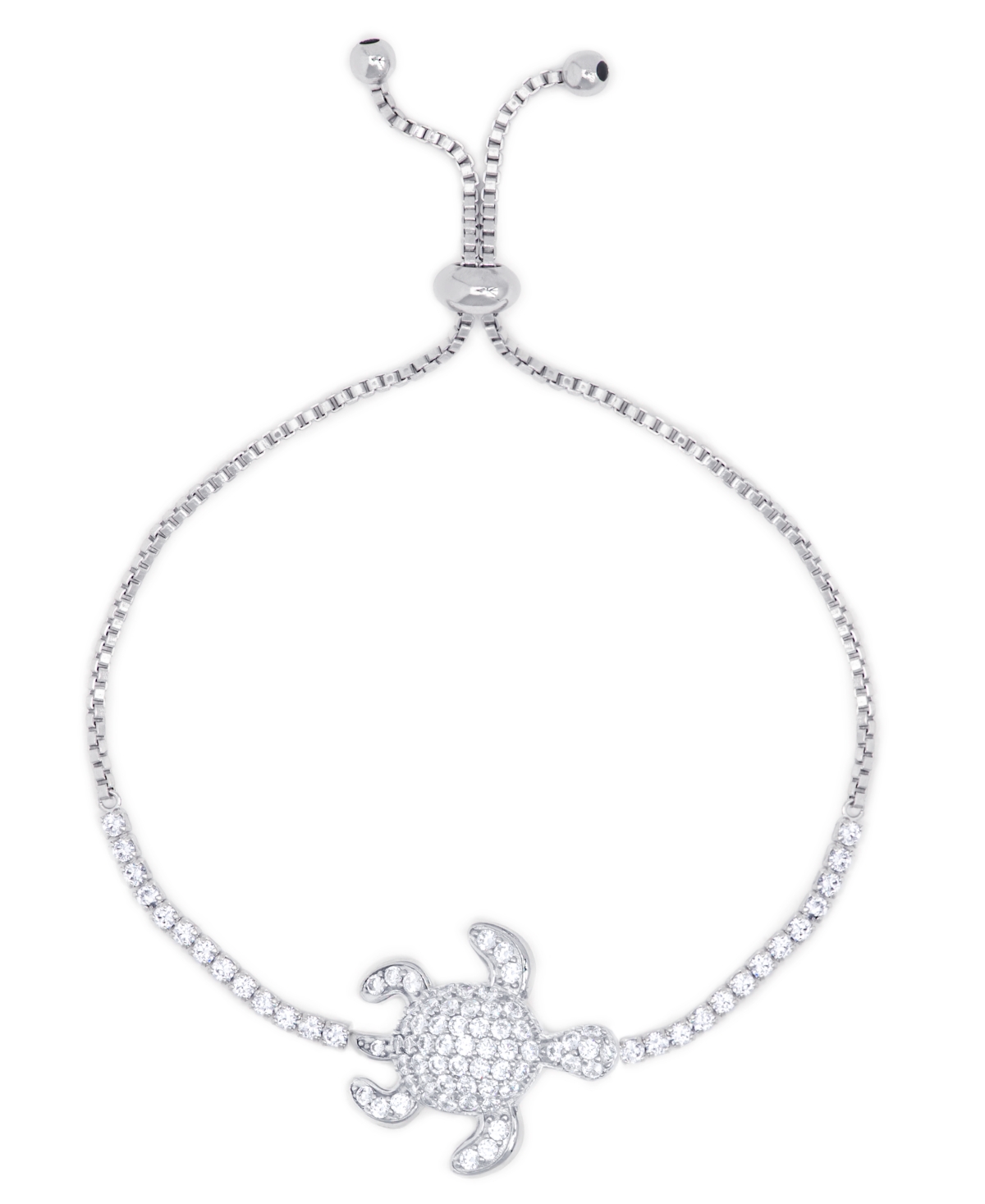 Click here for Cubic Zirconia Adjustable Turtle Bracelet in Silve... prices