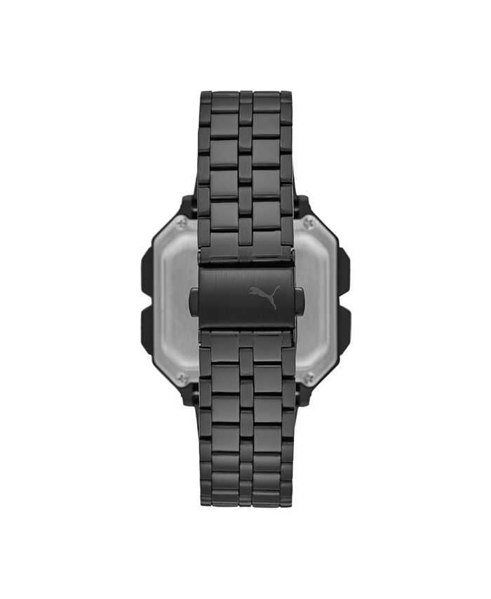 Puma Remix LCD, Black-Tone Stainless Steel Watch, P5053 - Macy's