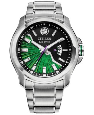 Marvel by Citizen Hulk Silver-Tone Stainless Steel Bracelet Watch 43mm ...
