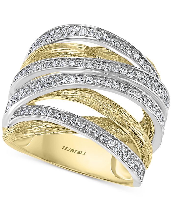 EFFY Collection EFFY® Diamond Multirow Statement Ring (1/2 ct. t.w.) in ...