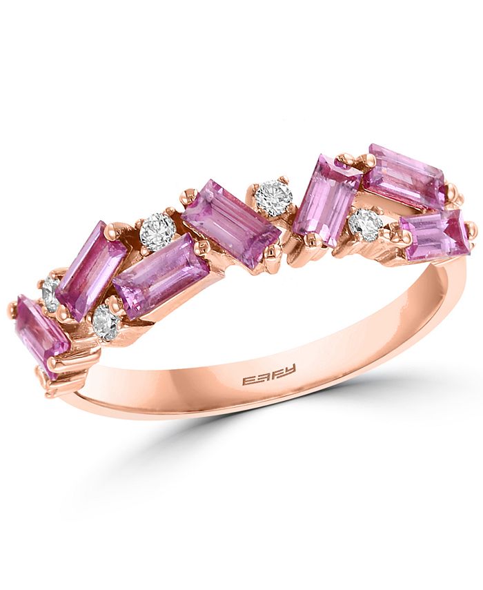 EFFY Collection EFFY® Pink Sapphire (1 ct. t.w.) & Diamond (1/8 ct. t.w ...