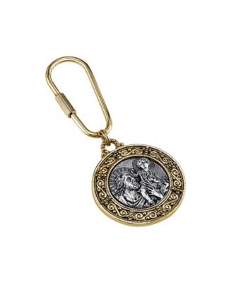 14K Gold-Dipped and Silver-Tone St. Christopher Key Fob - Macy's