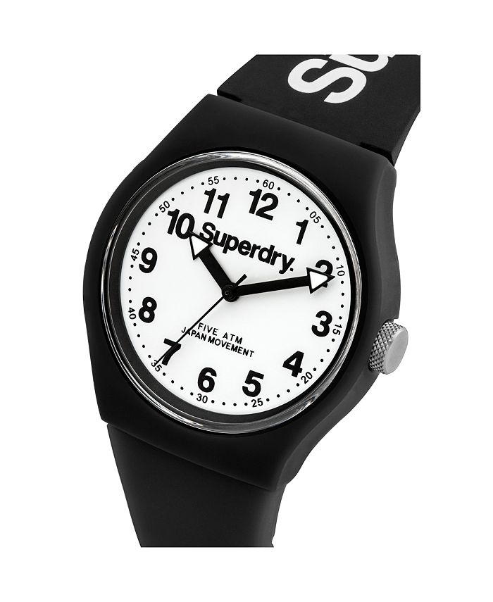 Superdry Unisex 3 Hands Black Silicon Strap Watch 38mm - Macy's