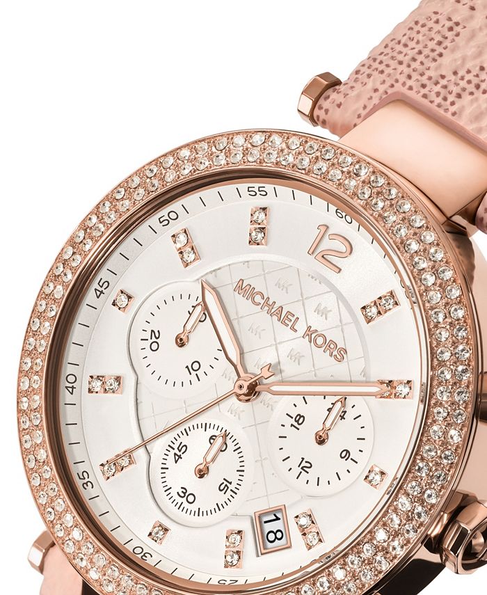 Michael Kors Women's Parker Chronograph Ballet Pink Signature Logo ...