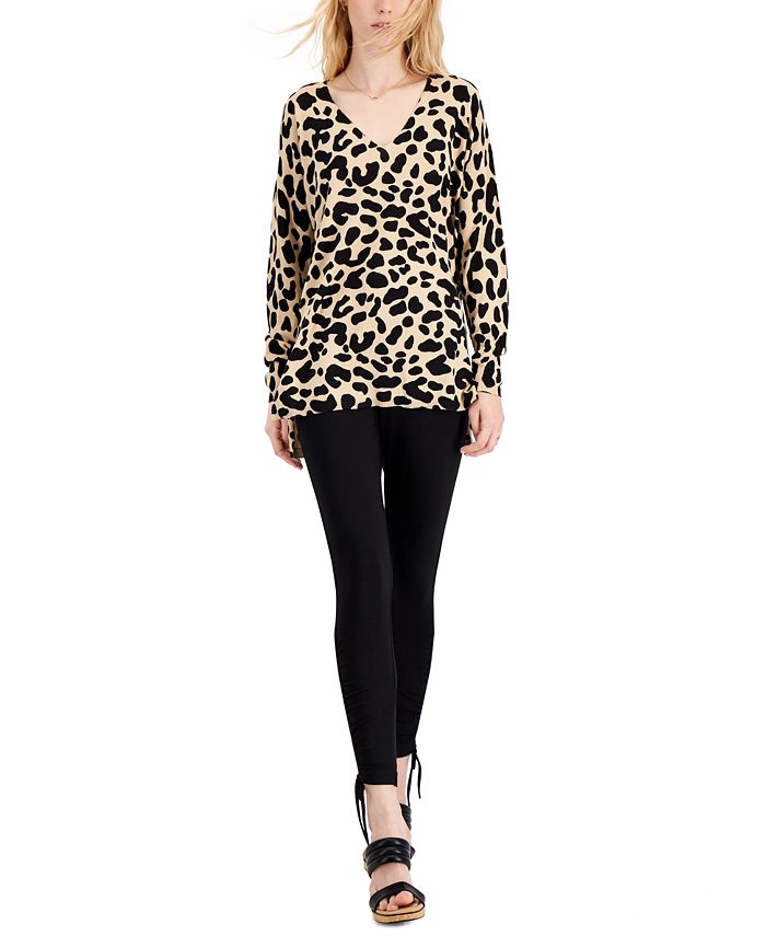 INC International Concepts Petite Animal-Print Sweater, Created for ...