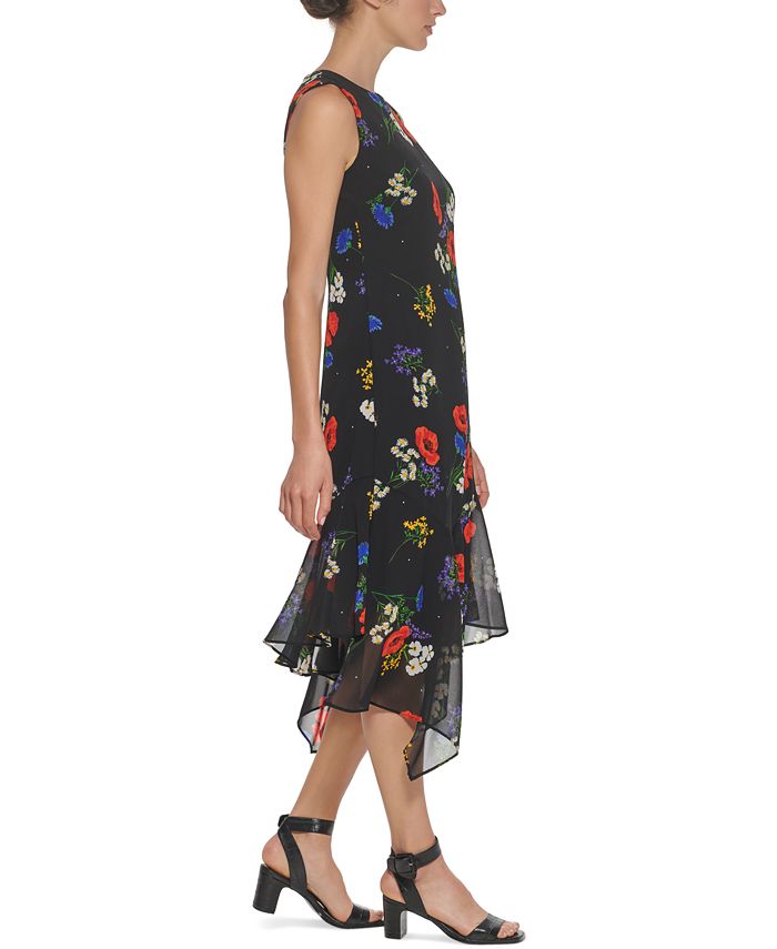 Calvin Klein Handkerchief Hem Chiffon Dress Macy S