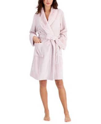Charter Club Plush Embossed Cable Wrap Robe, Created for Macy's - Macy's