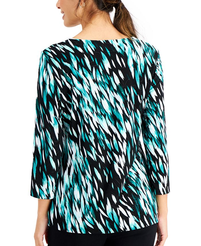 JM Collection Jacquard-Print Top, Created for Macy's - Macy's