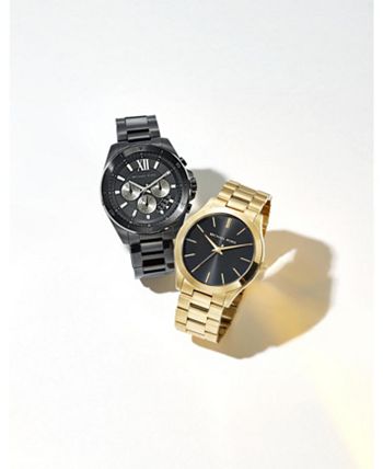 Michael Kors Men's Slim Runway Gold-Tone Stainless Steel Bracelet Watch ...