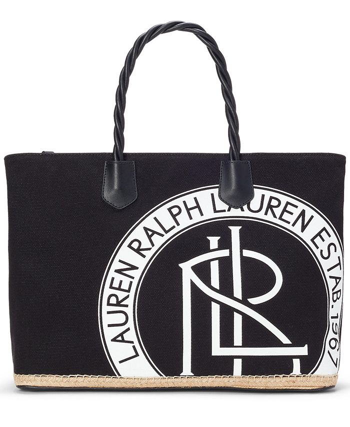 Lauren Ralph Lauren Marcy Logo Canvas Large Satchel - Macy's