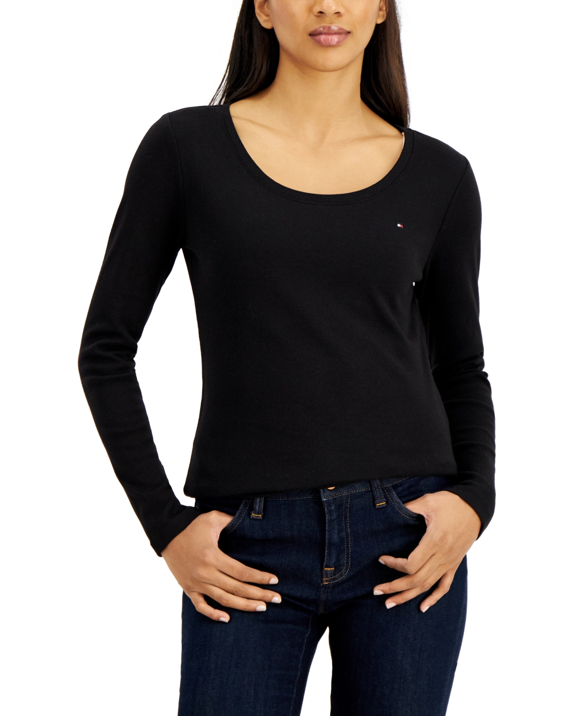 Click here for Tommy Hilfiger Womens Solid Scoop-Neck Long-Sleeve... prices