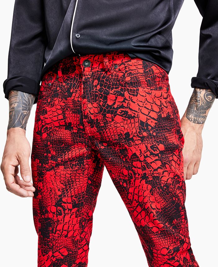 INC International Concepts Men's Skinny-Fit Crocodile Pattern Jeans ...