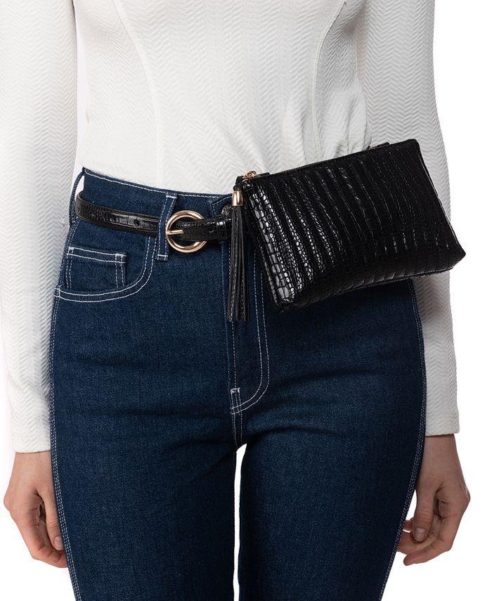 INC International Concepts Quilted Faux Crocodile Convertible Fanny Pack, Created for Macy's ...