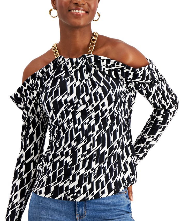 INC International Concepts Printed Chain-Strap Top, Created for Macy's ...