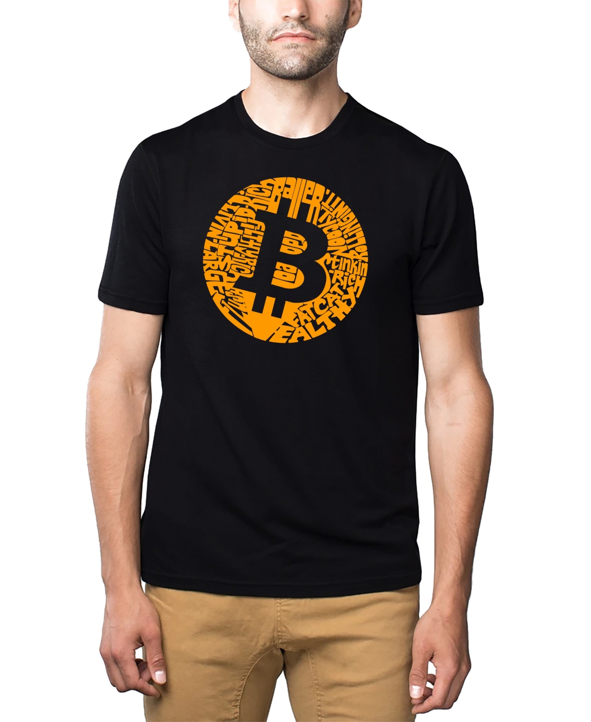 Click here for La Pop Art Mens Bitcoin Premium Word Art T-shirt -... prices