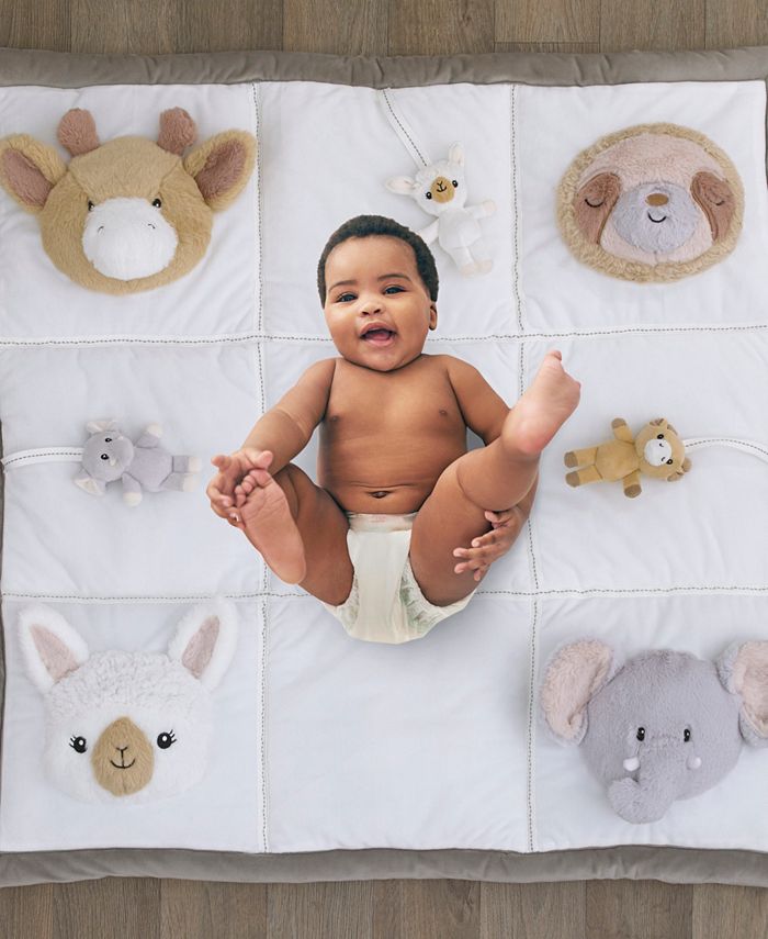 Macy's Playful Pals Four 3D Animals with Crinkle Plush Tummy Time Play Mat - Sloth, Llama ...