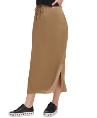 Drawstring Side-Slit Skirt
