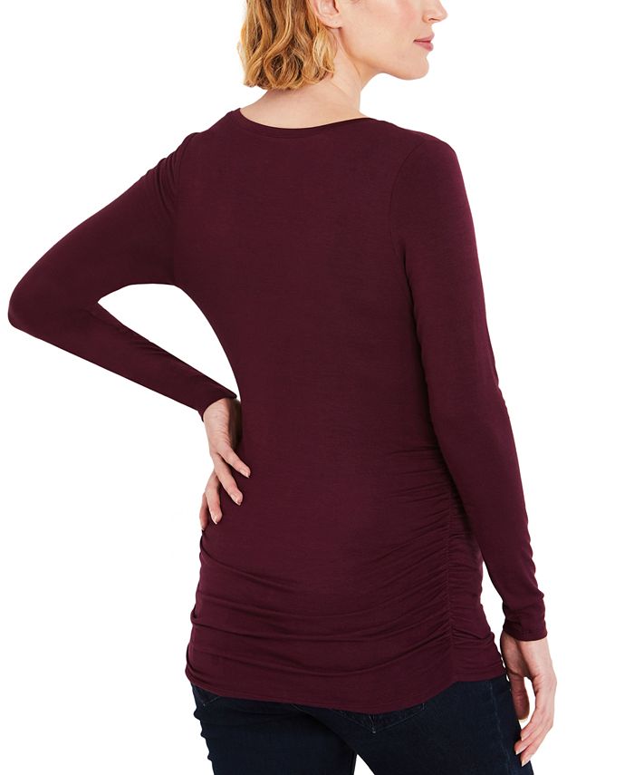 Motherhood Maternity Long Sleeve Side-Ruched Maternity T-Shirt ...