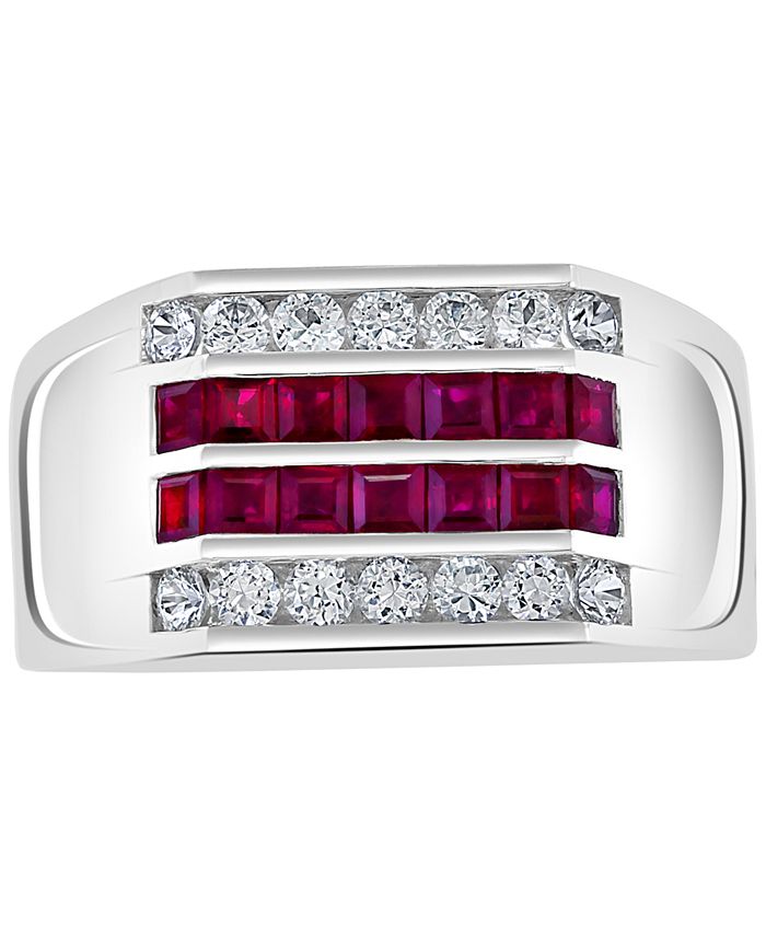 EFFY Collection EFFY® Men's Ruby (1 ct. t.w.) & White Sapphire (1-1/4 ...