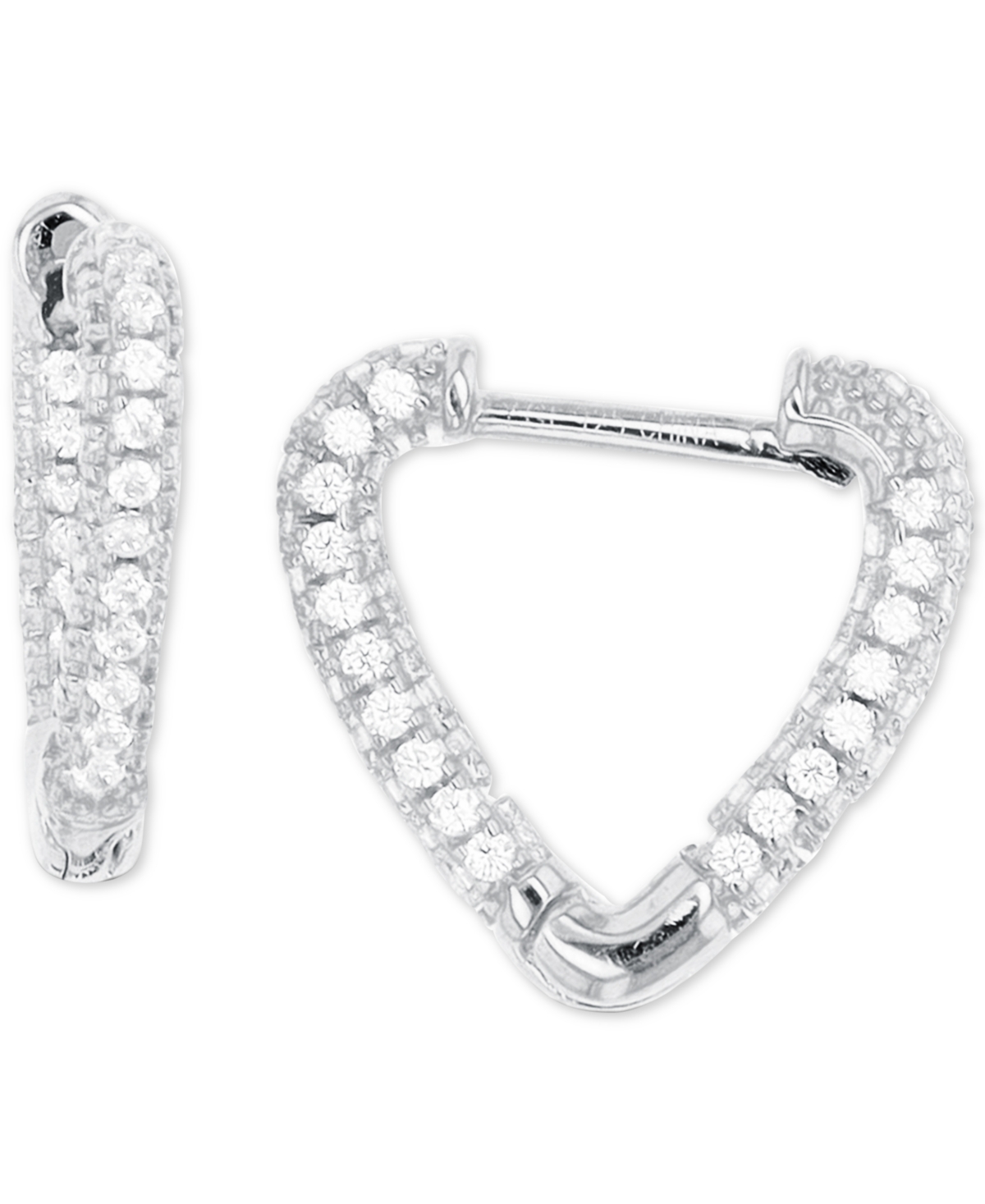 Click here for Cubic Zirconia Heart Hoop Earrings - Sterling Silv... prices