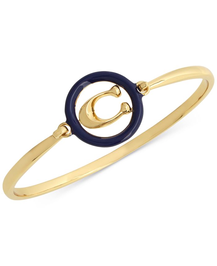 COACH Gold-Tone Signature C Enamel Bangle Bracelet - Macy's