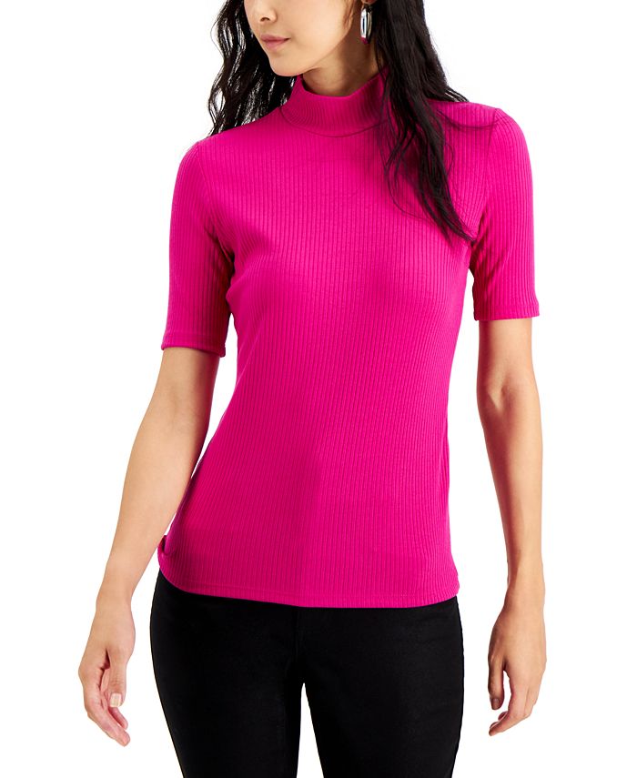 Inc International Concepts Elbow Sleeve Mock Neck Top Created For Macy