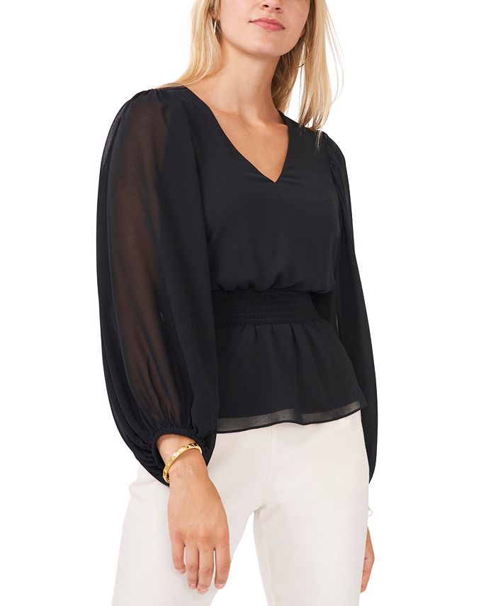 MSK Smocked-Waist Chiffon Blouse - Macy's