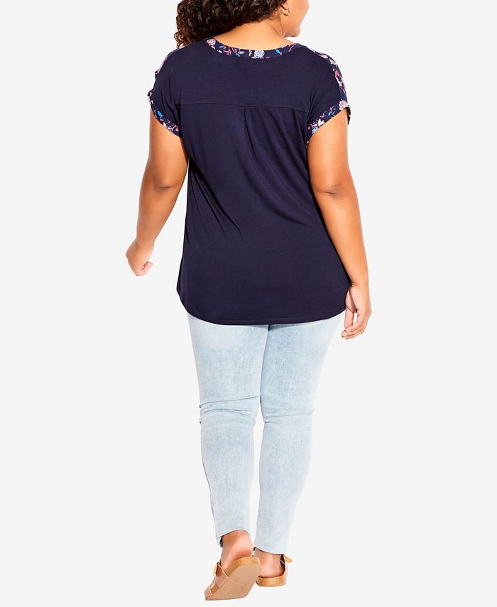 Avenue Plus Size Kara Mixed Media Top - Macy's