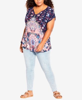 Plus Size Kara Mixed Media Top - Macy's