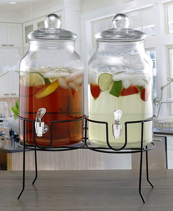 Style Setter Rustic Home 1 Gallon Beverage Dispenser with Black Metal ...