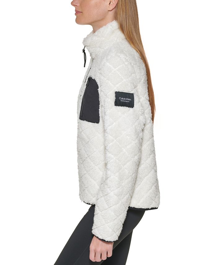 Calvin Klein Women's Diamond-Pattern Fleece Jacket & Reviews - Jackets ...