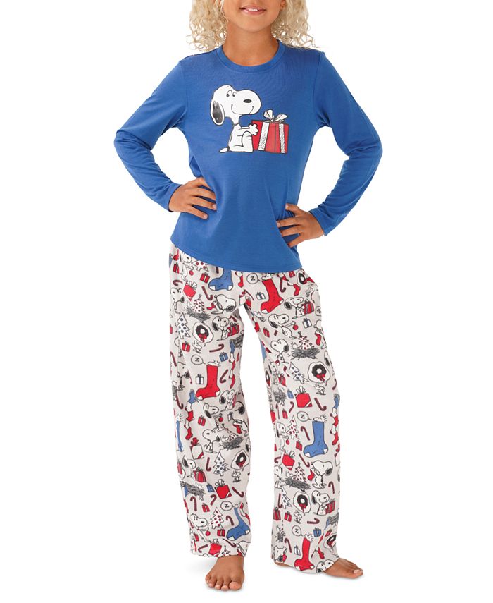 Munki Munki Matching Little & Big Kid Snoopy Holiday Family Pajama Set ...