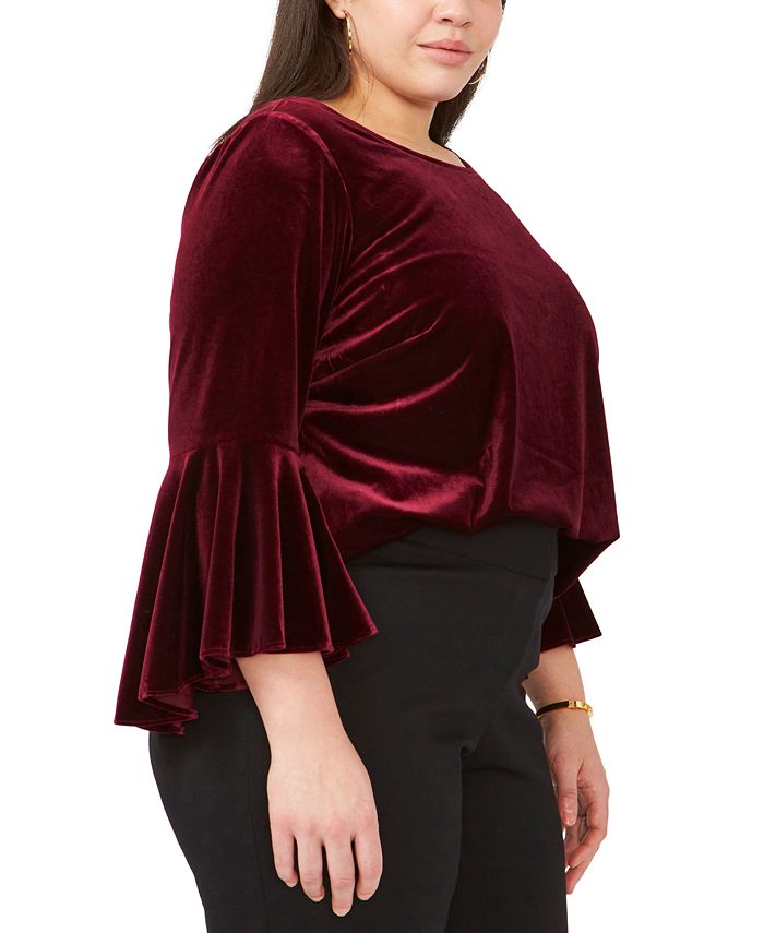 MSK Plus Size Velvet Bell-Sleeve Top - Macy's
