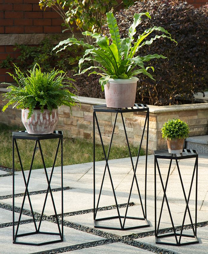 Glitzhome Modern Hexagon Plant Stand, Set of 3 - Macy's