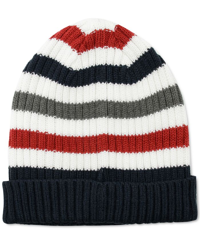 Tommy Hilfiger Men's Rib Knit Striped Fold-Up Cuff Hat - Macy's