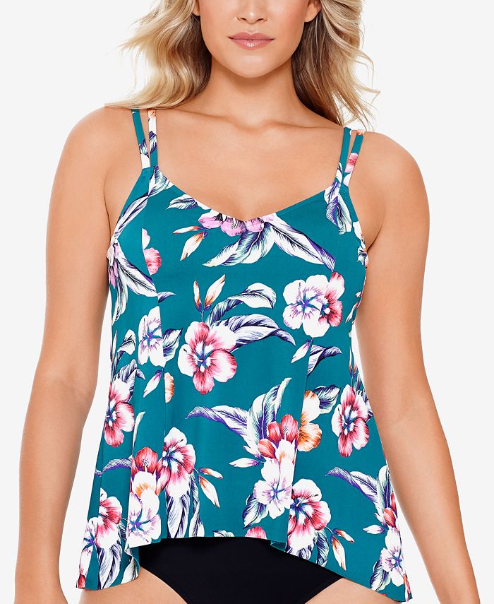 Swim Solutions Princess-Seamed High-Low Tankini Top, Created for Macy's ...