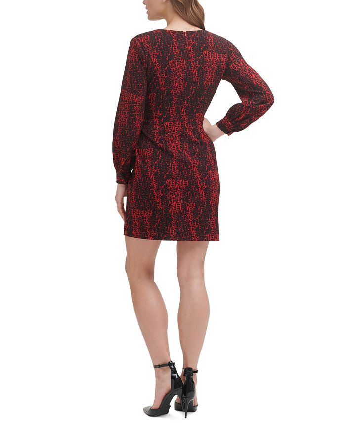DKNY Printed Faux-Wrap Dress - Macy's