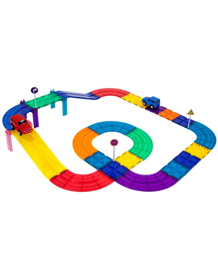 PicassoTiles Race Car Track Building Block Educational Toy Set, 32 ...