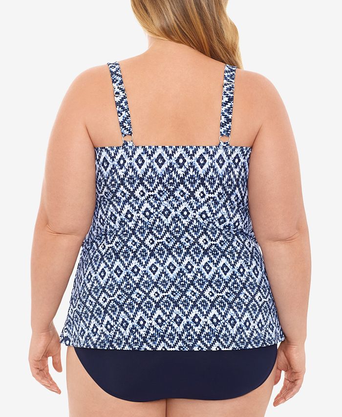 Swim Solutions Plus Size Triple Tier Tummy Control Fauxkini One Piece
