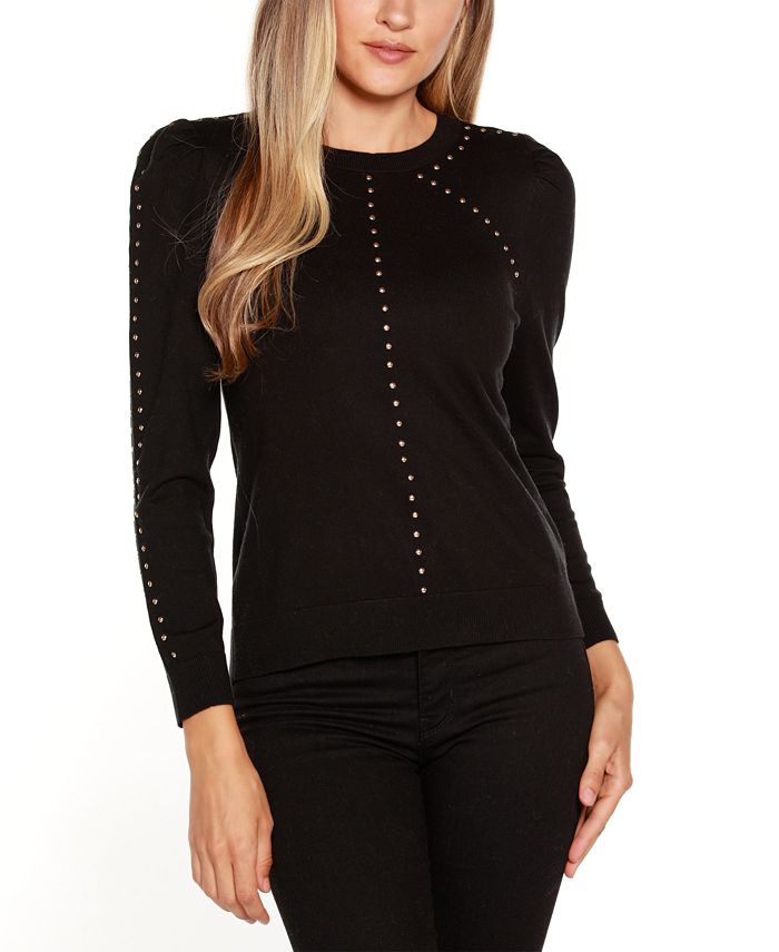 Belldini Embellished Puff-Sleeve Sweater - Macy's