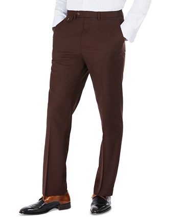 Tayion Collection Men's Classic-Fit Solid Brown Suit Separate Pants ...